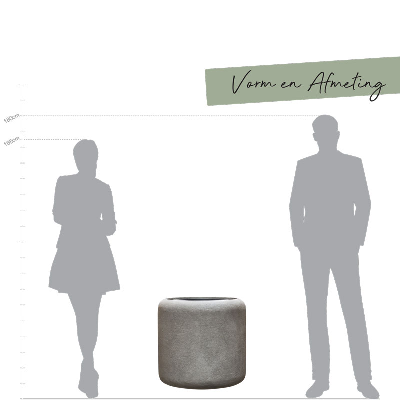 CALLI grote bloempot plantenbak olifant grijs voor binnen 52cm breed