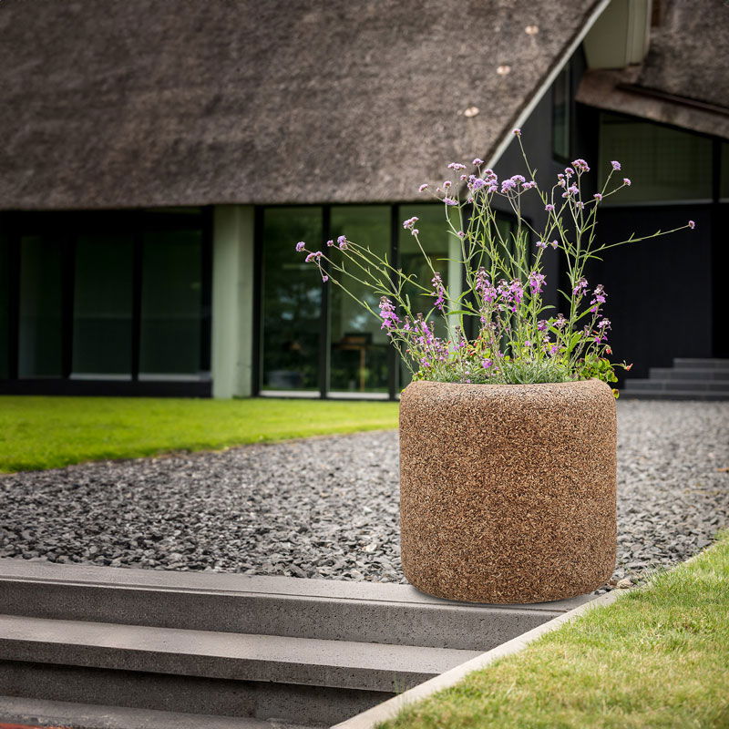 CALLI grote bloempot plantenbak naturel hout voor binnen 52cm breed