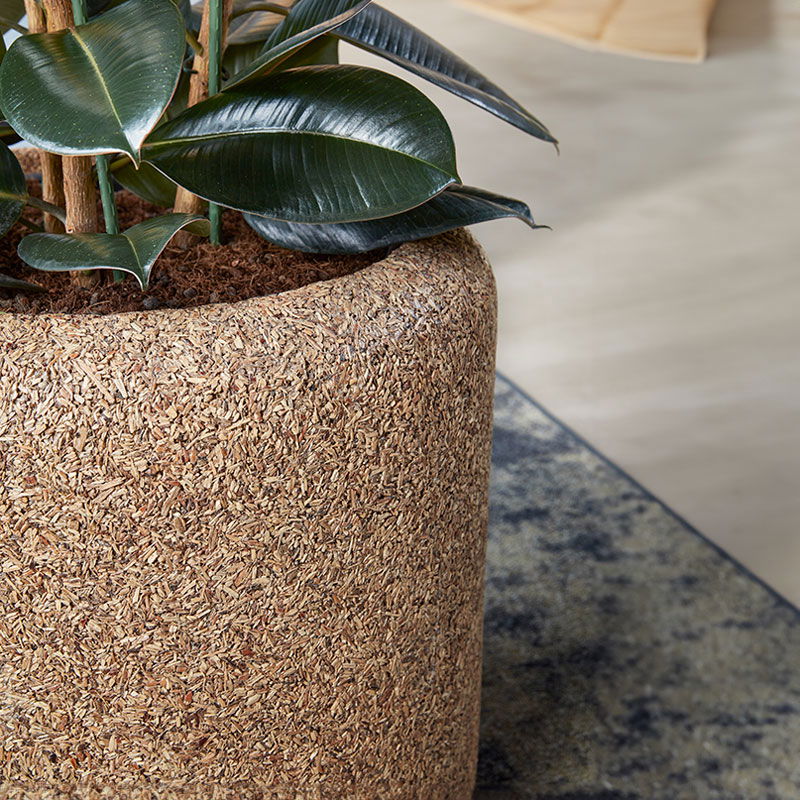 CALLI grote bloempot plantenbak naturel hout voor binnen 52cm breed