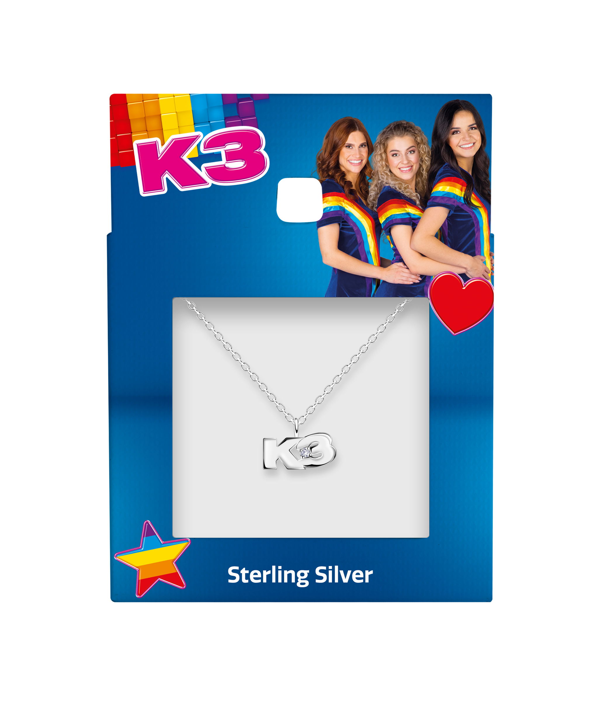 K3 ketting K3 logo kristal zilver - Zilverana